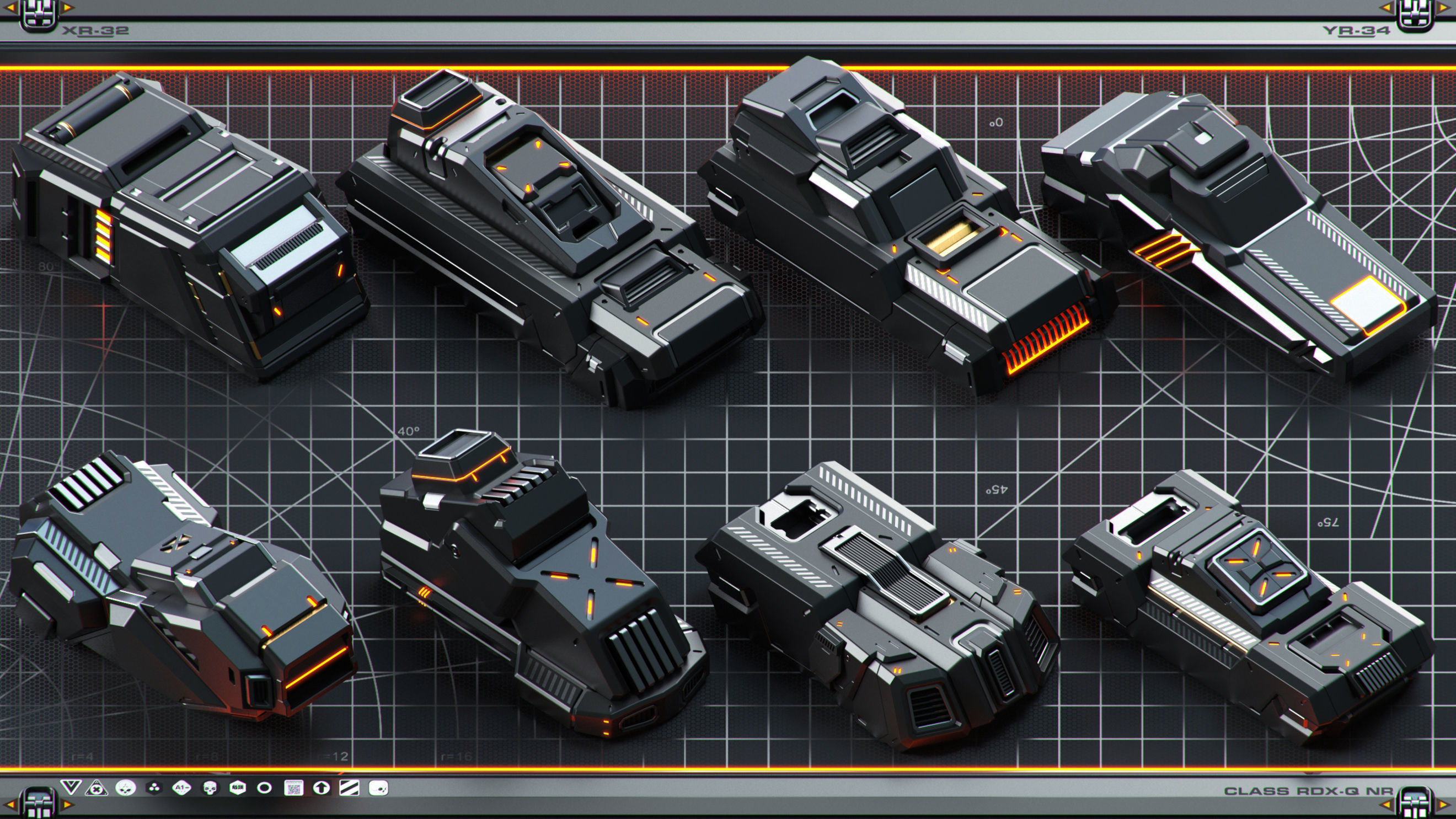 SPACESHIP Sci-Fi Hard Surface KITBASH 350 DETAILS 3D model | CGTrader