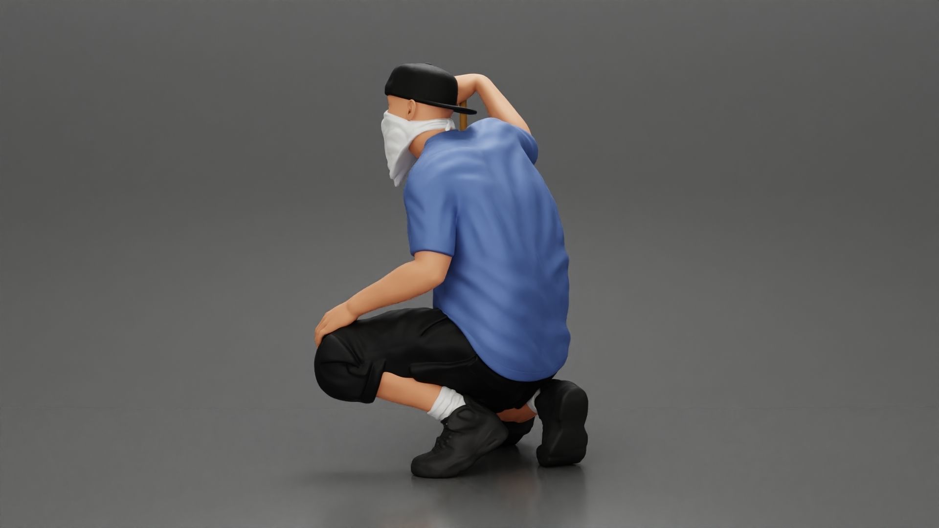 gangster homie in mask sitting holding a baseball bat 3D model 3D ...