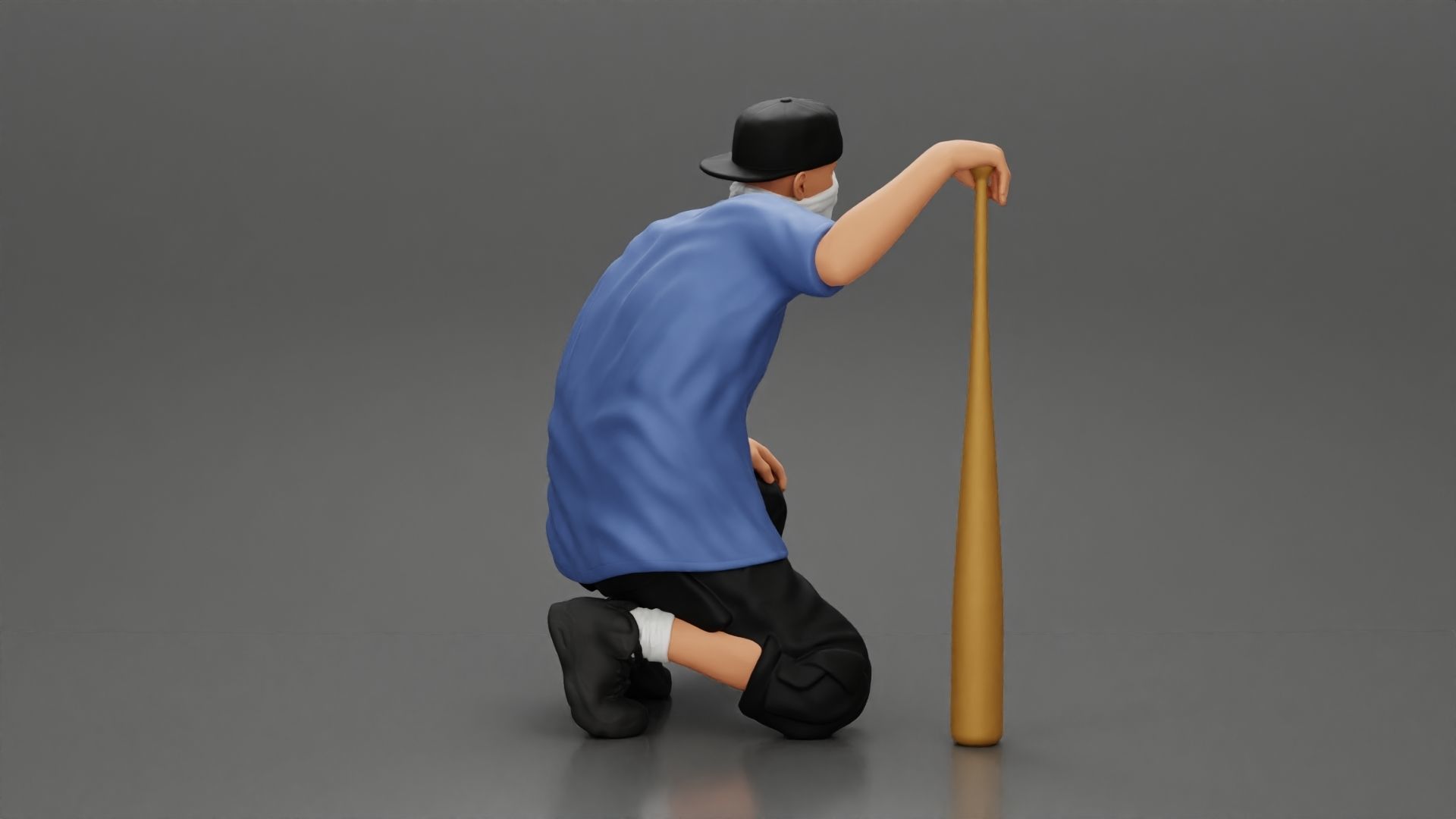 gangster homie in mask sitting holding a baseball bat 3D model 3D ...