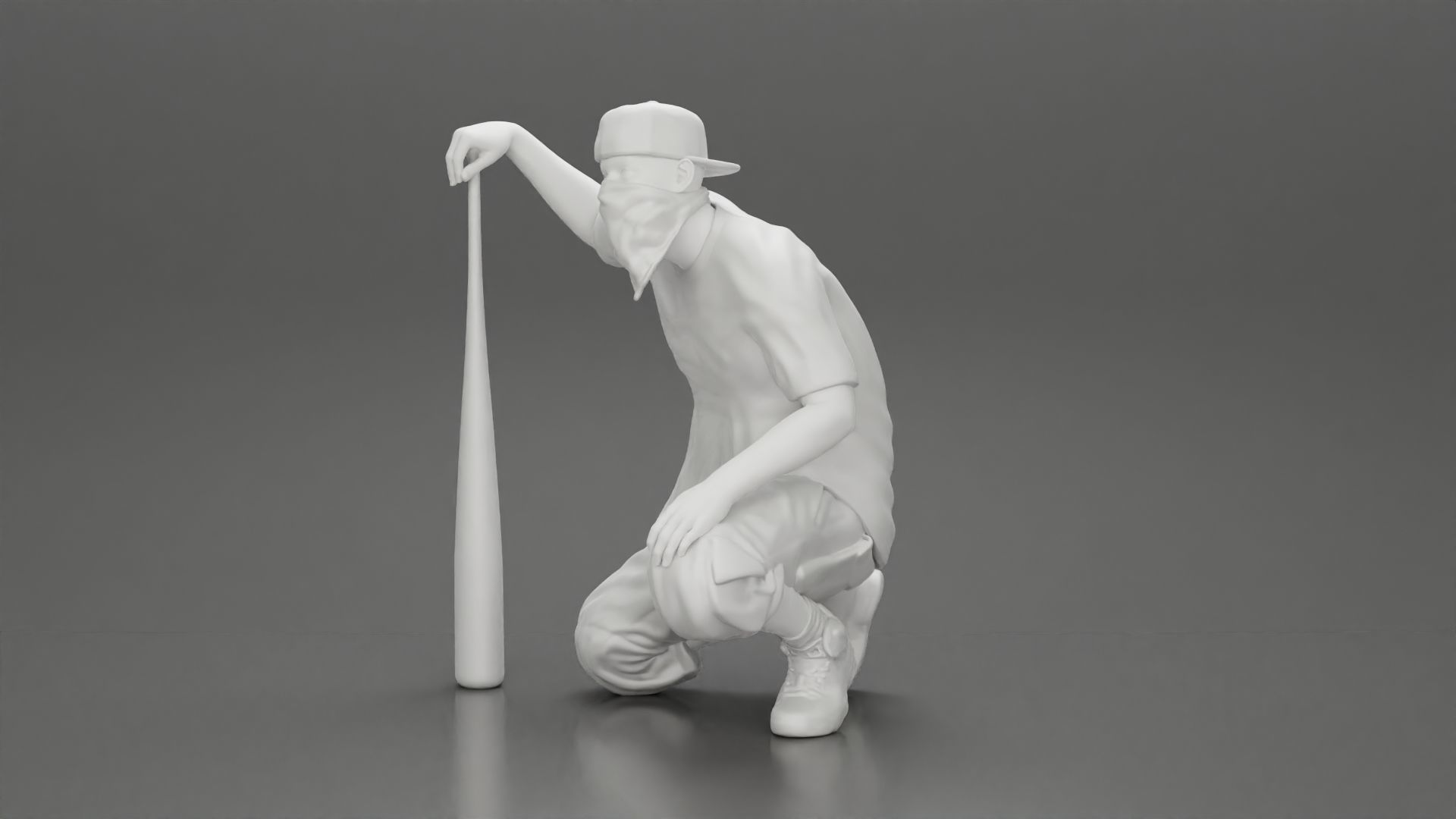 gangster homie in mask sitting holding a baseball bat 3D model 3D ...