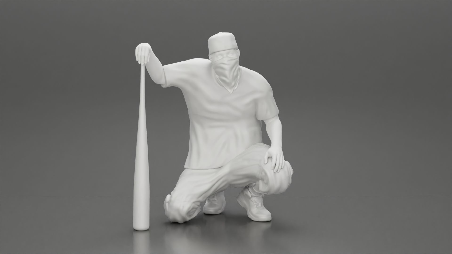 gangster homie in mask sitting holding a baseball bat 3D model 3D ...