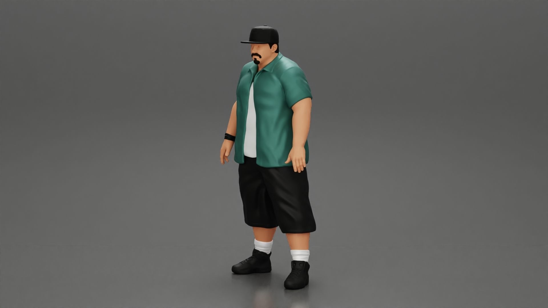 Big strong gangster homie in cap and short standing 3D model 3D ...