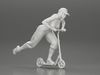 girl in overalls suit and cap riding fast an electric scooter 3D model ...