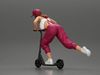 girl in overalls suit and cap riding fast an electric scooter 3D model ...