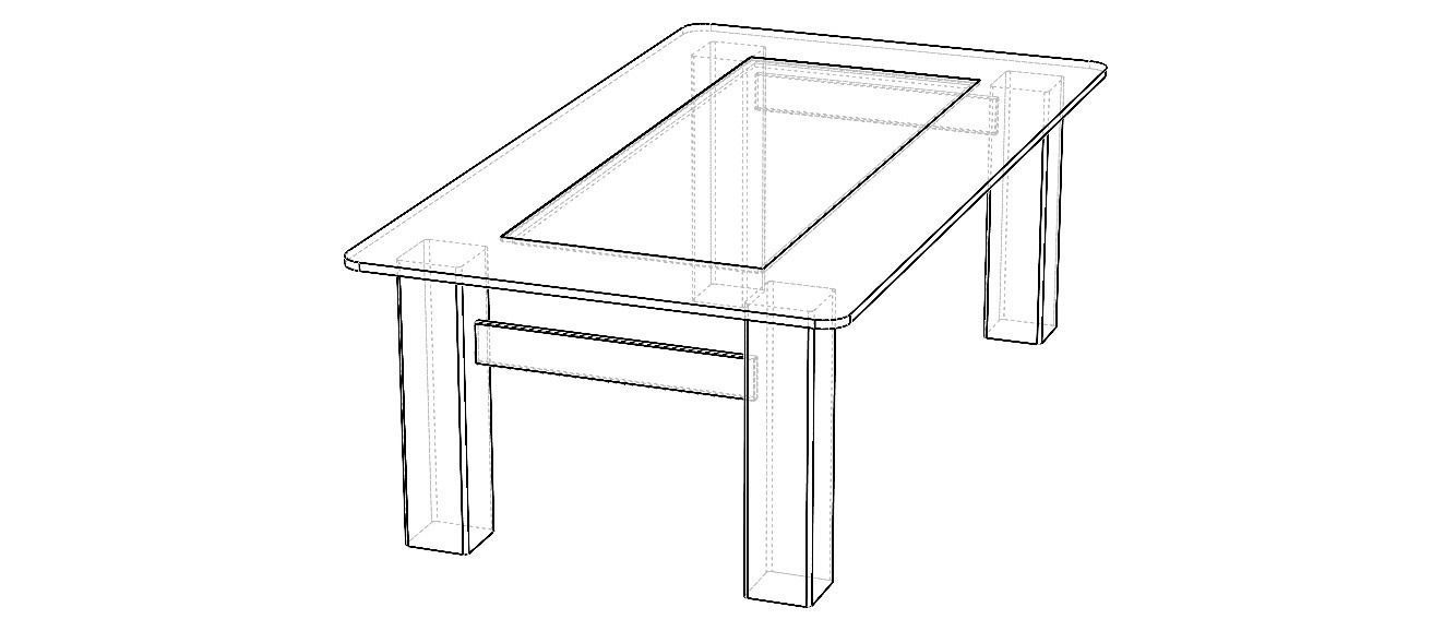 Teak Rectangular Coffee Table with Glass free 3D model | CGTrader
