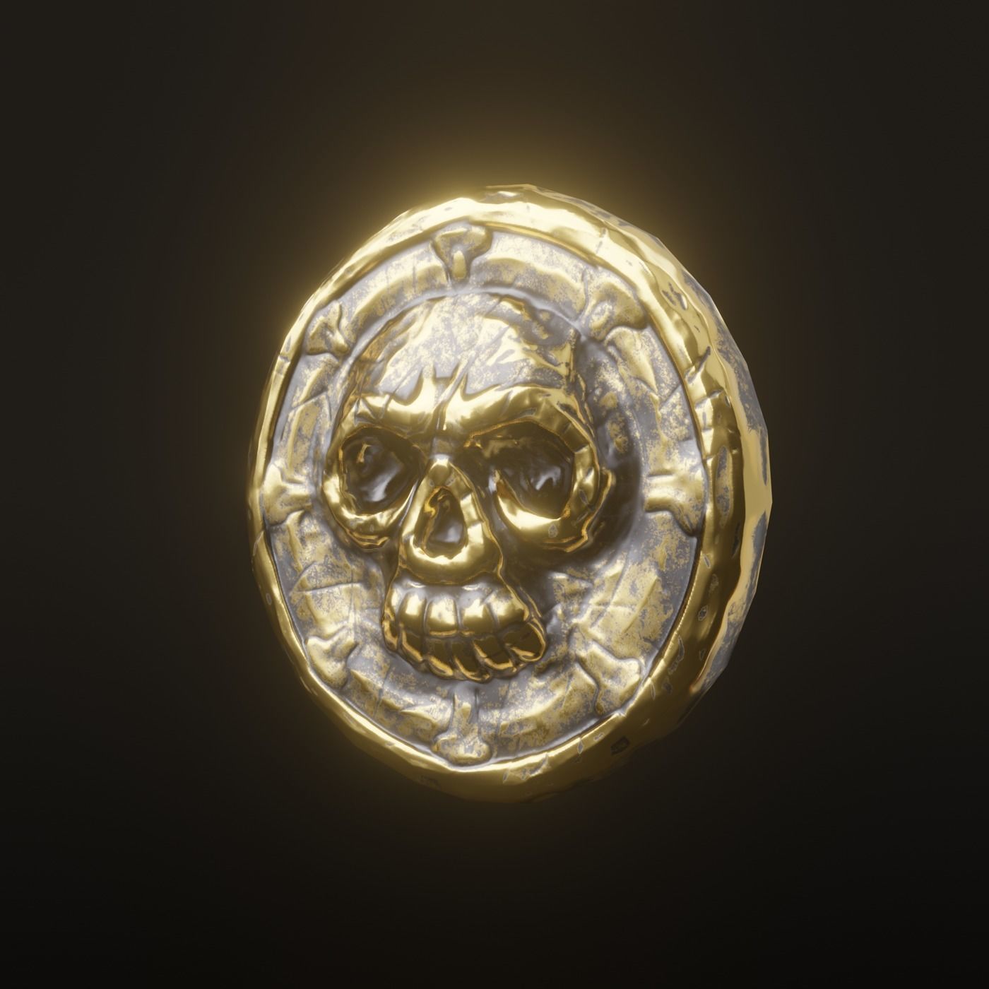 3D model Low Poly Golden Coin With Skull VR / AR / low-poly | CGTrader