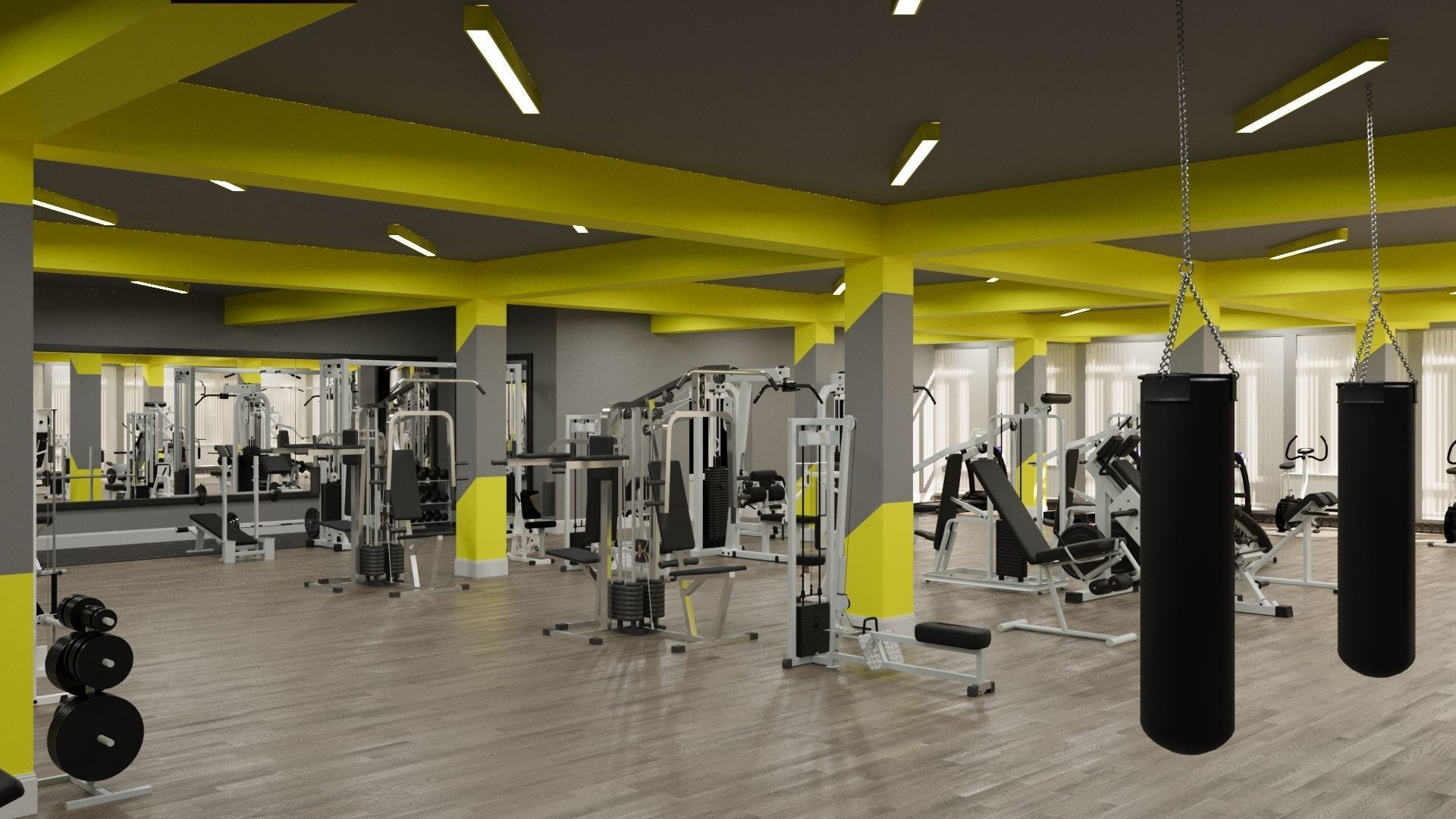 fitness GYM model room with equipment 3D model | CGTrader