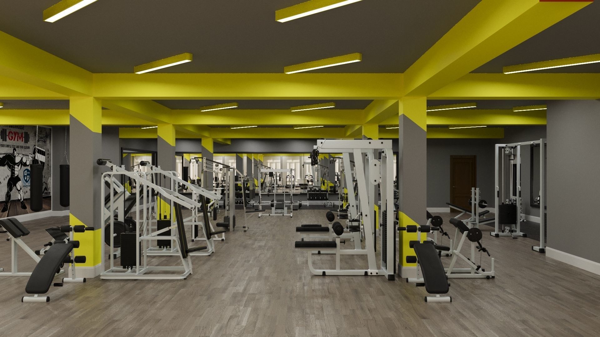 fitness GYM model room with equipment 3D model | CGTrader