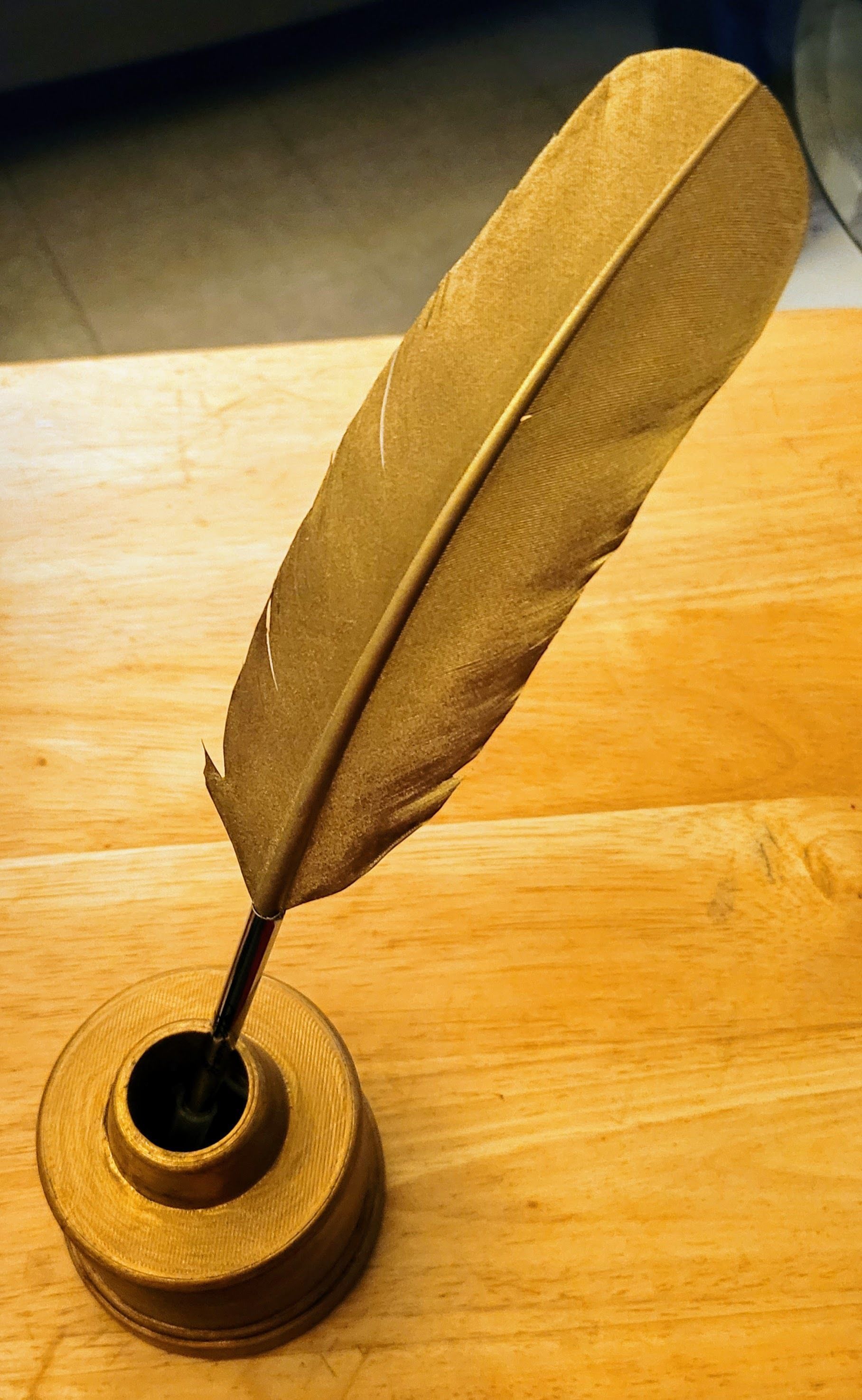 18th Century Brass Style Quill Pen Inkwell 3D model 3D printable | CGTrader