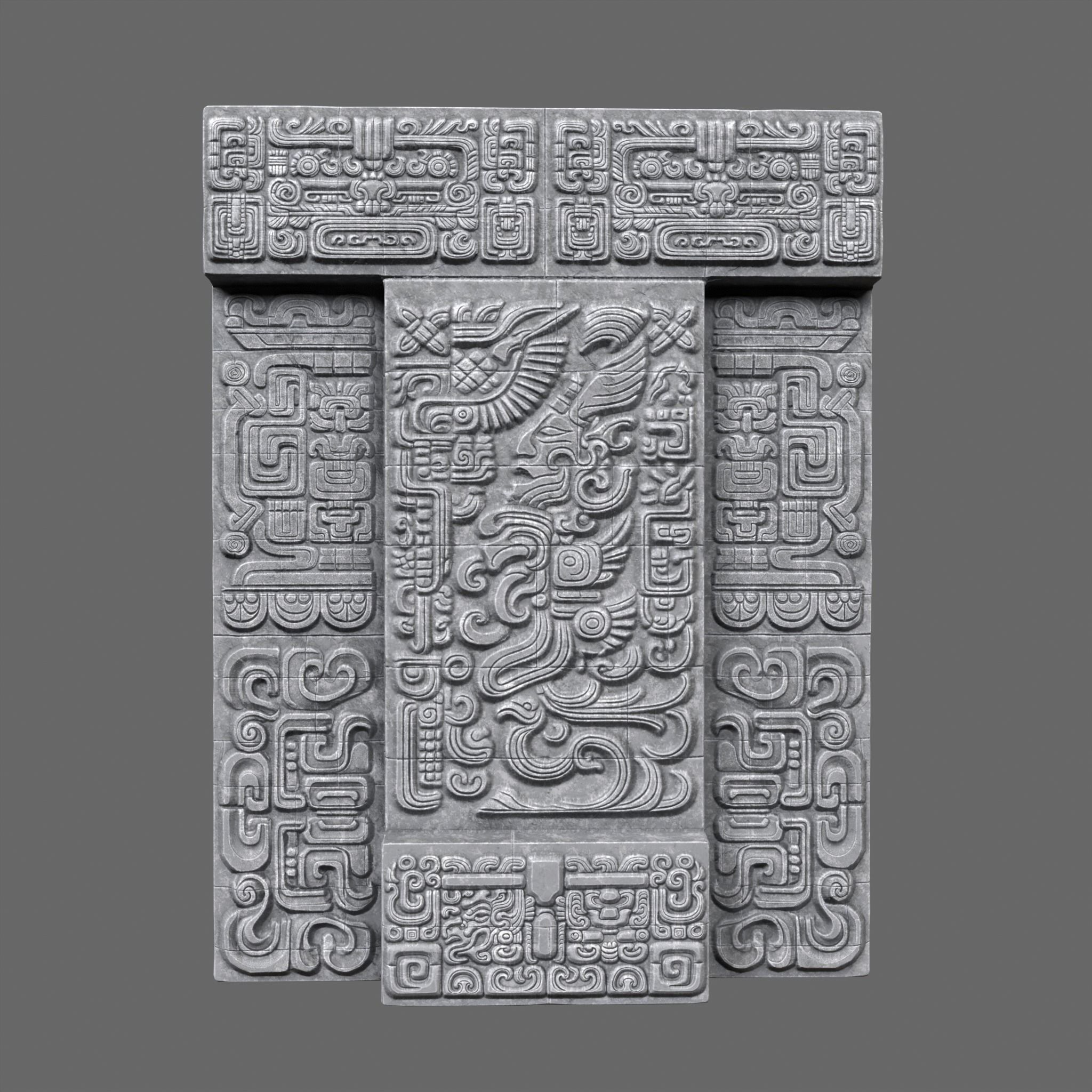 3D model Low poly Gray Mayan Temple Walls 230809 VR / AR / low-poly ...