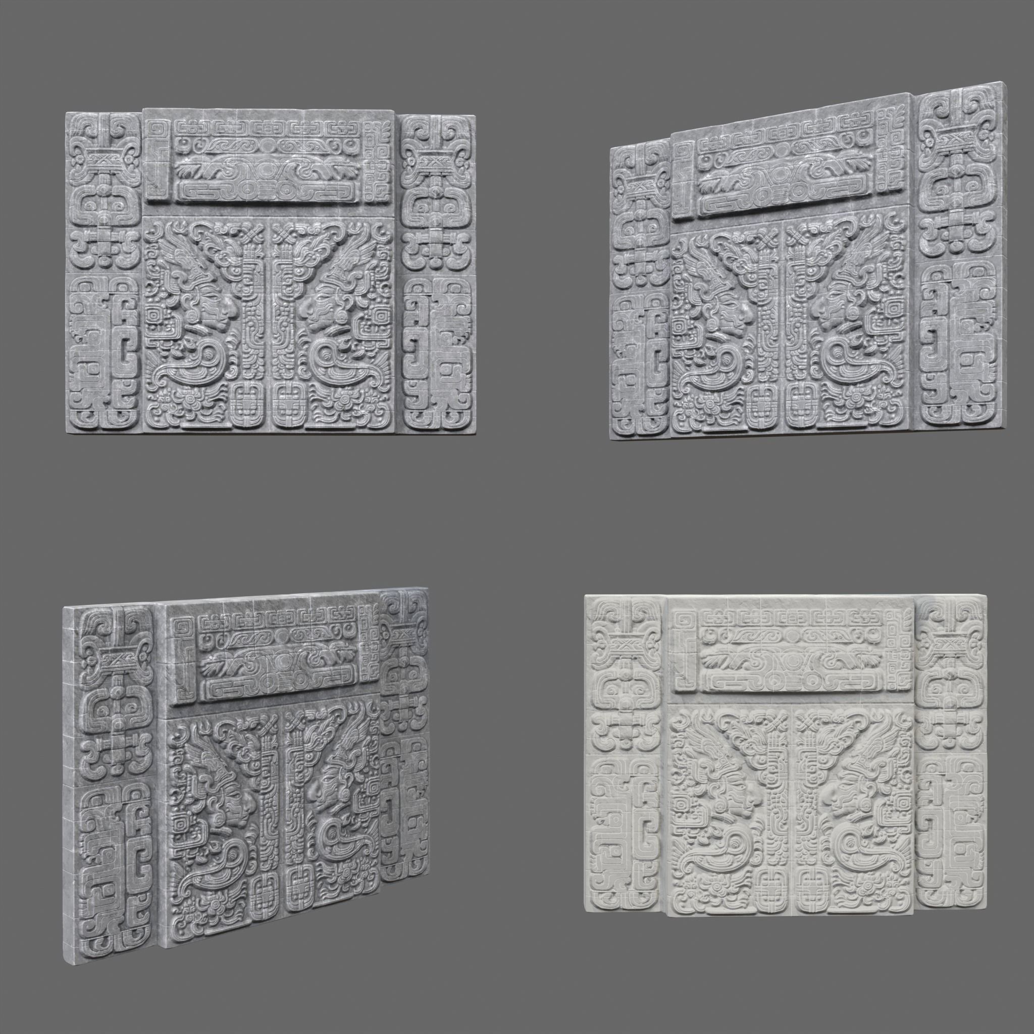 3D model Low poly Gray Mayan Temple Walls 230809 VR / AR / low-poly | CGTrader