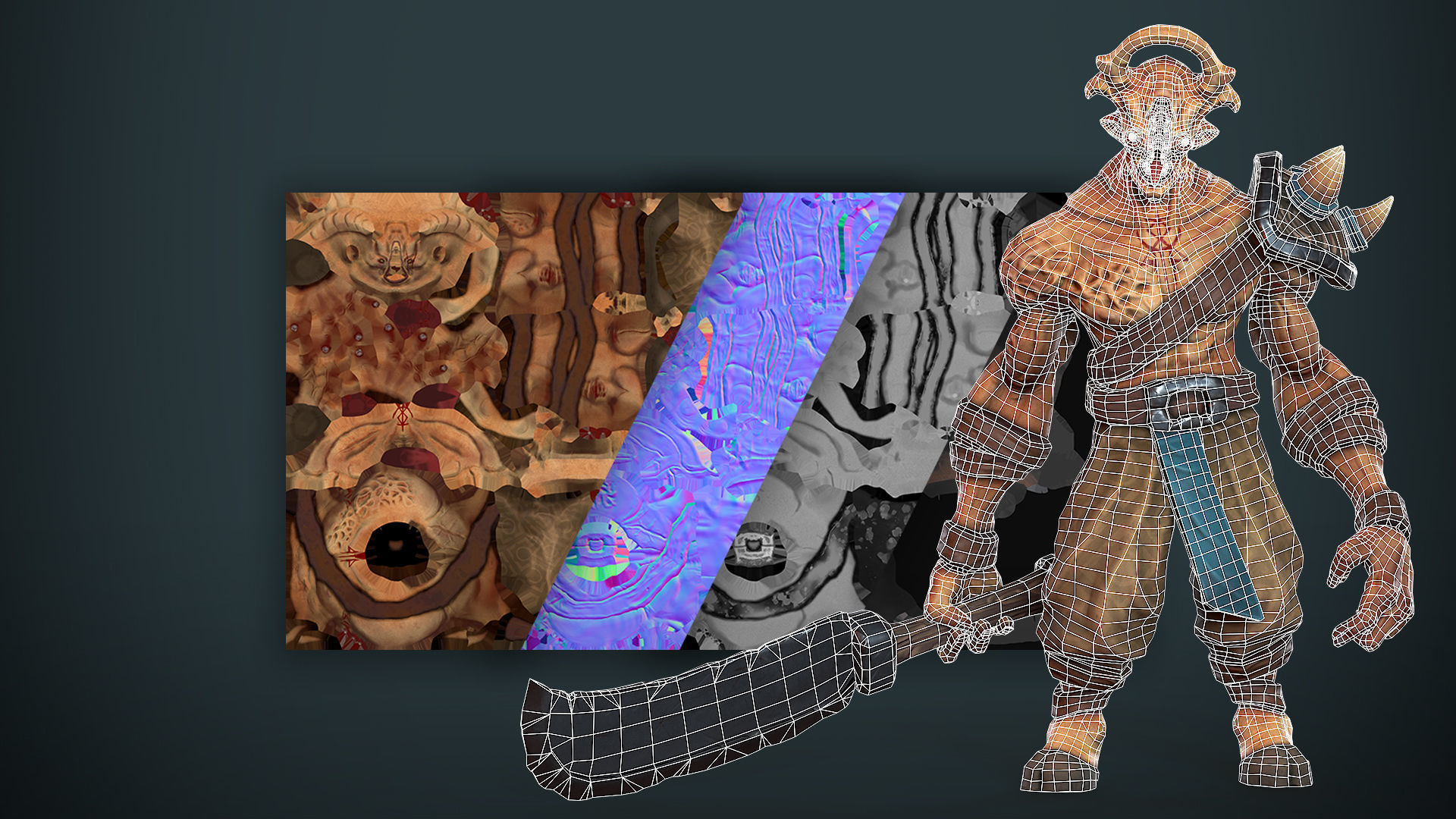 3D model Stylized demon warrior character with animations VR / AR / low ...