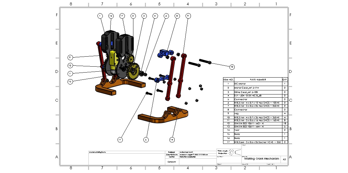 Walking Crank Mechanism 3D model 3D printable | CGTrader