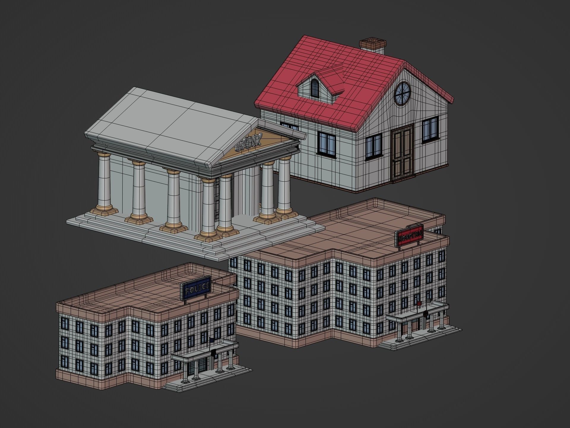 Cartoon Buildings Pack 3D model | CGTrader