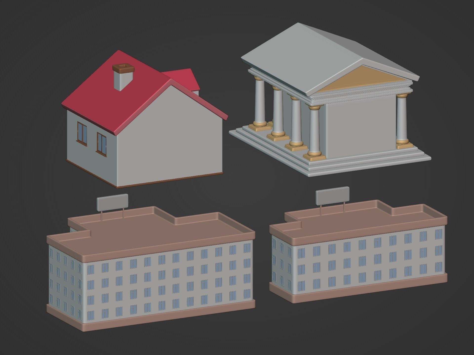 Cartoon Buildings Pack 3D model | CGTrader