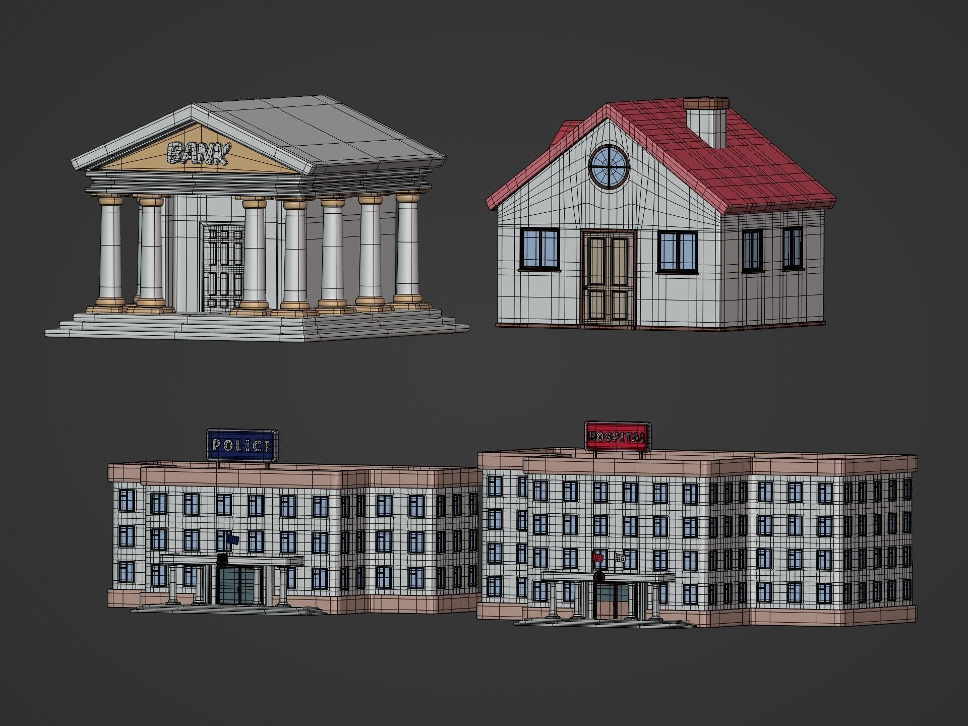 Cartoon Buildings Pack 3D model | CGTrader