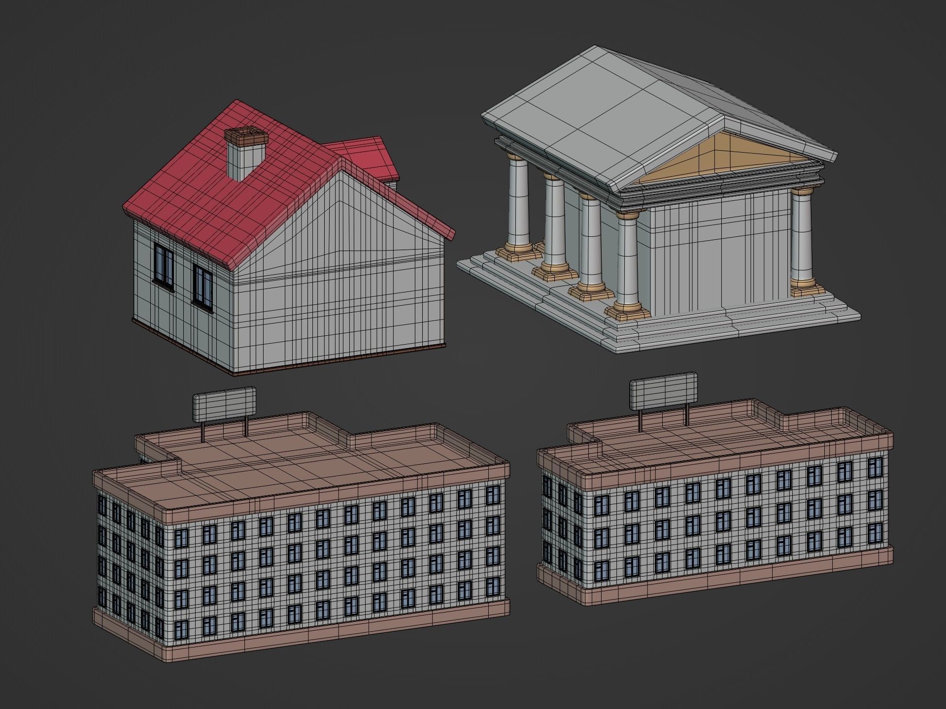 Cartoon Buildings Pack 3D model | CGTrader