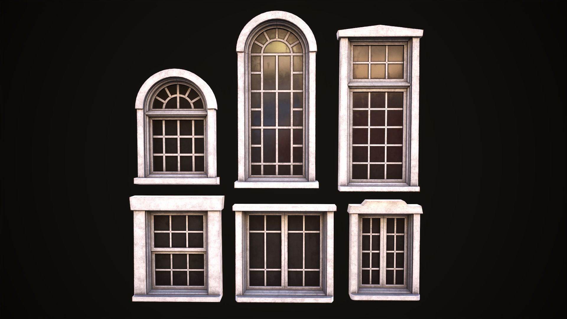3D model Six wooden windows set VR / AR / low-poly | CGTrader