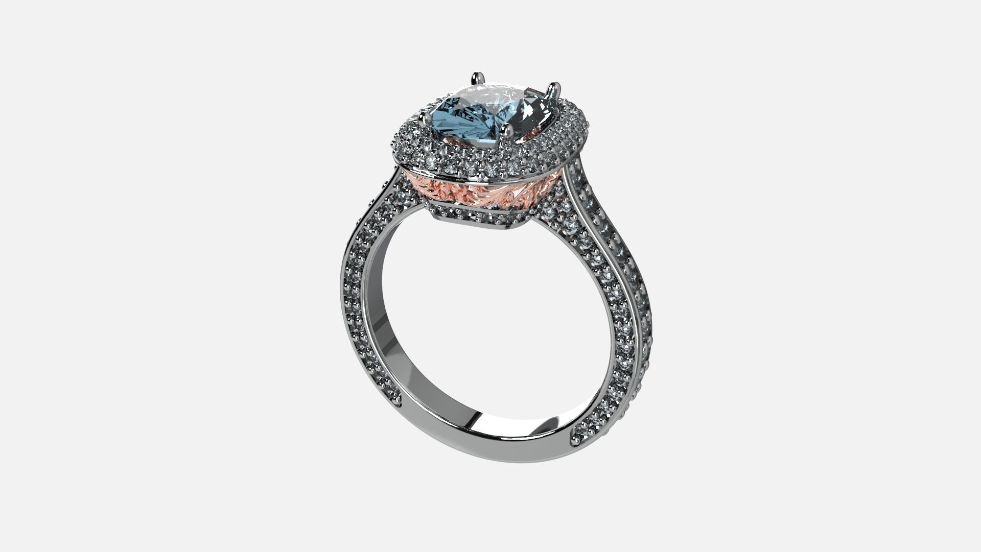 Olivia Jewelry Diamond Ring stl 3D print model 3D print model 3D model ...