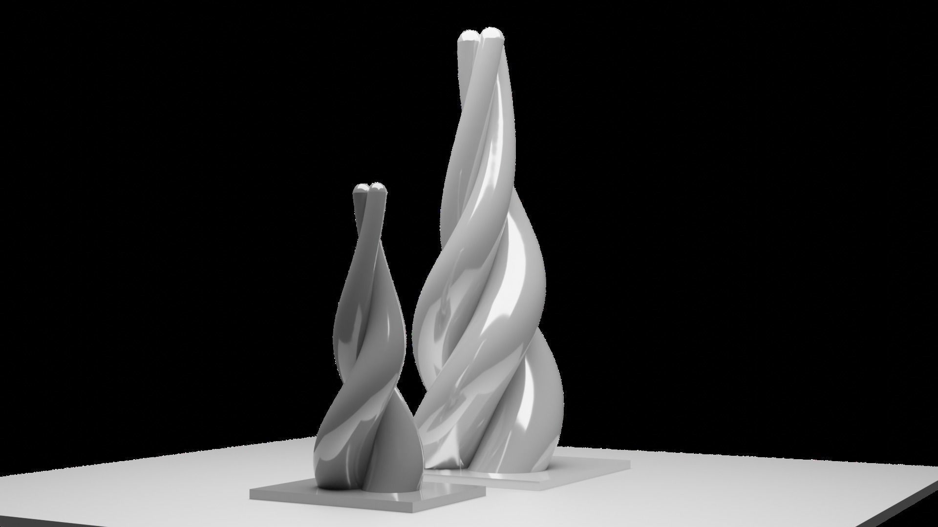Twisted Spiral three Sculptures 3D model 3D printable | CGTrader