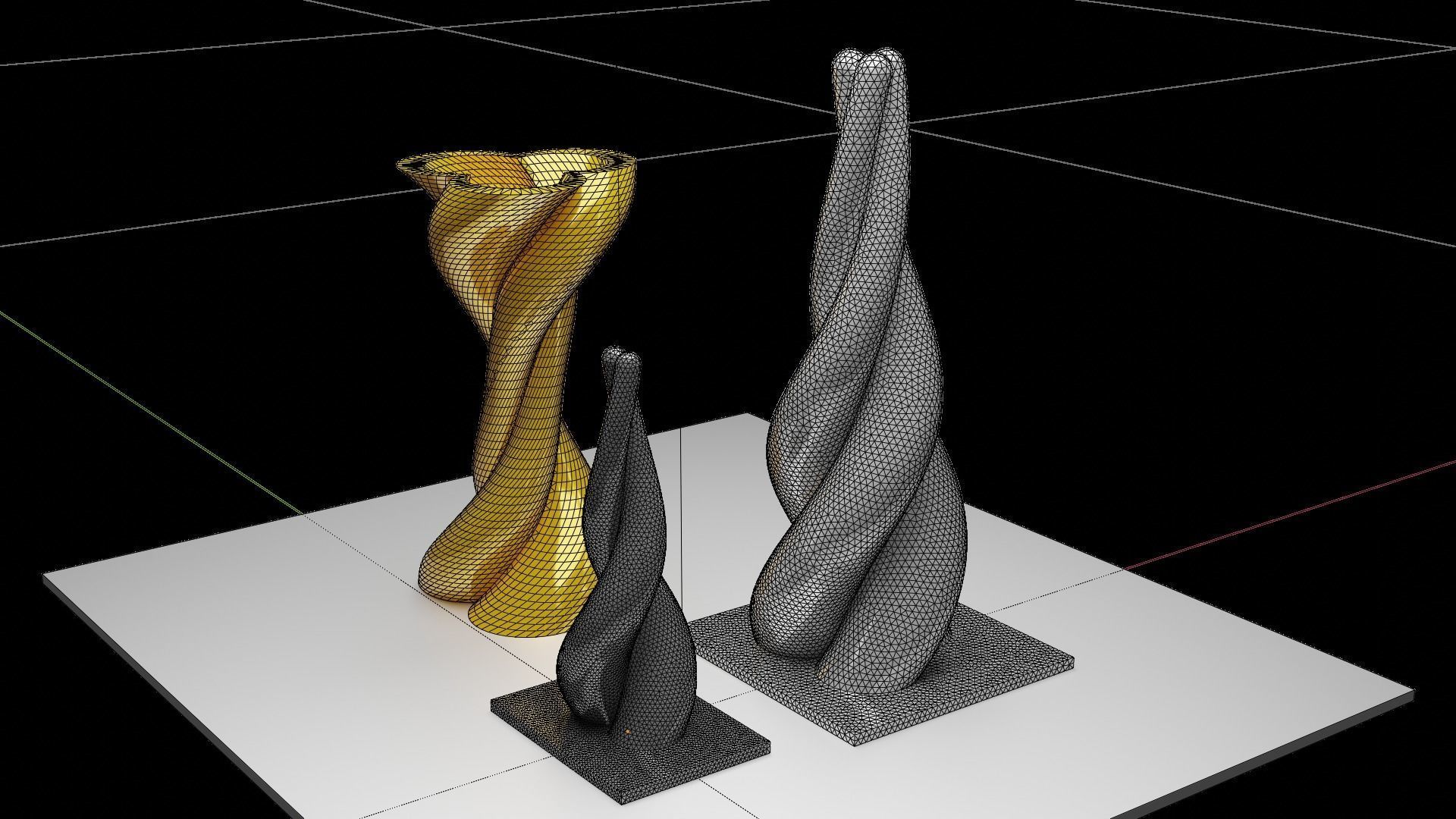 Twisted Spiral three Sculptures 3D model 3D printable | CGTrader