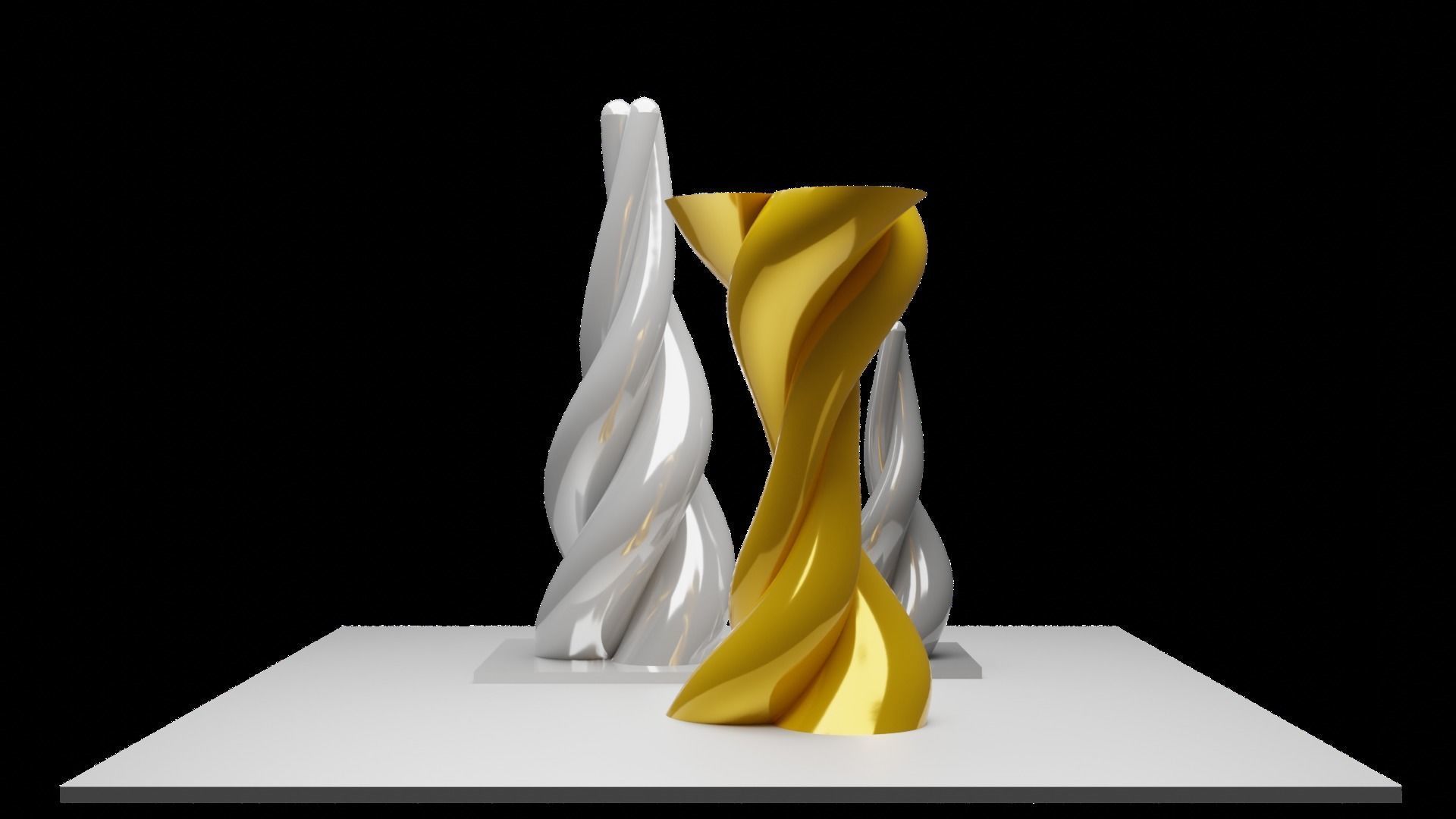 Twisted Spiral three Sculptures 3D model 3D printable | CGTrader
