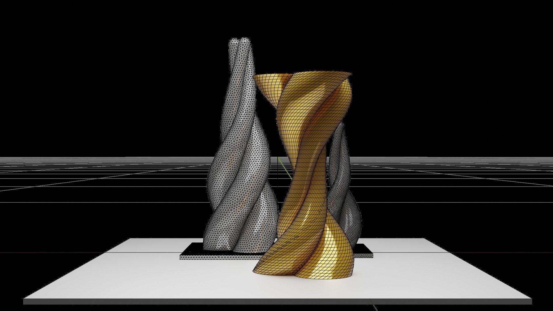 Twisted Spiral three Sculptures 3D model 3D printable | CGTrader