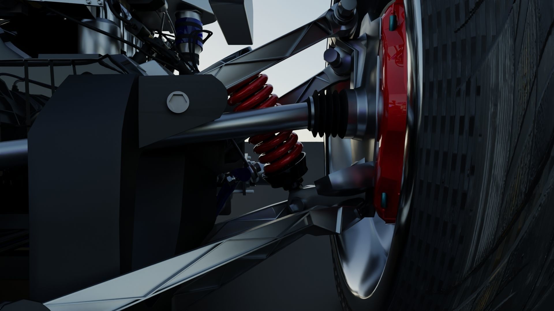 Porsche 911 Turbo 993 RWB Suspensions rigged 3D model animated rigged ...