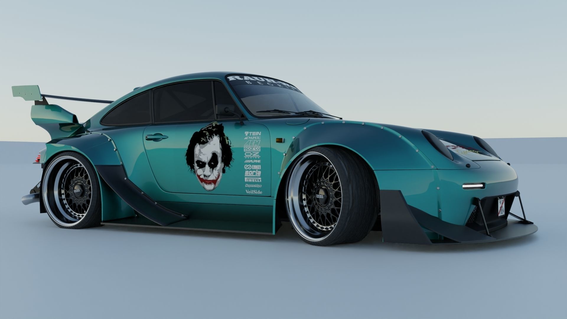 Porsche 911 Turbo 993 RWB Suspensions rigged 3D model animated rigged ...