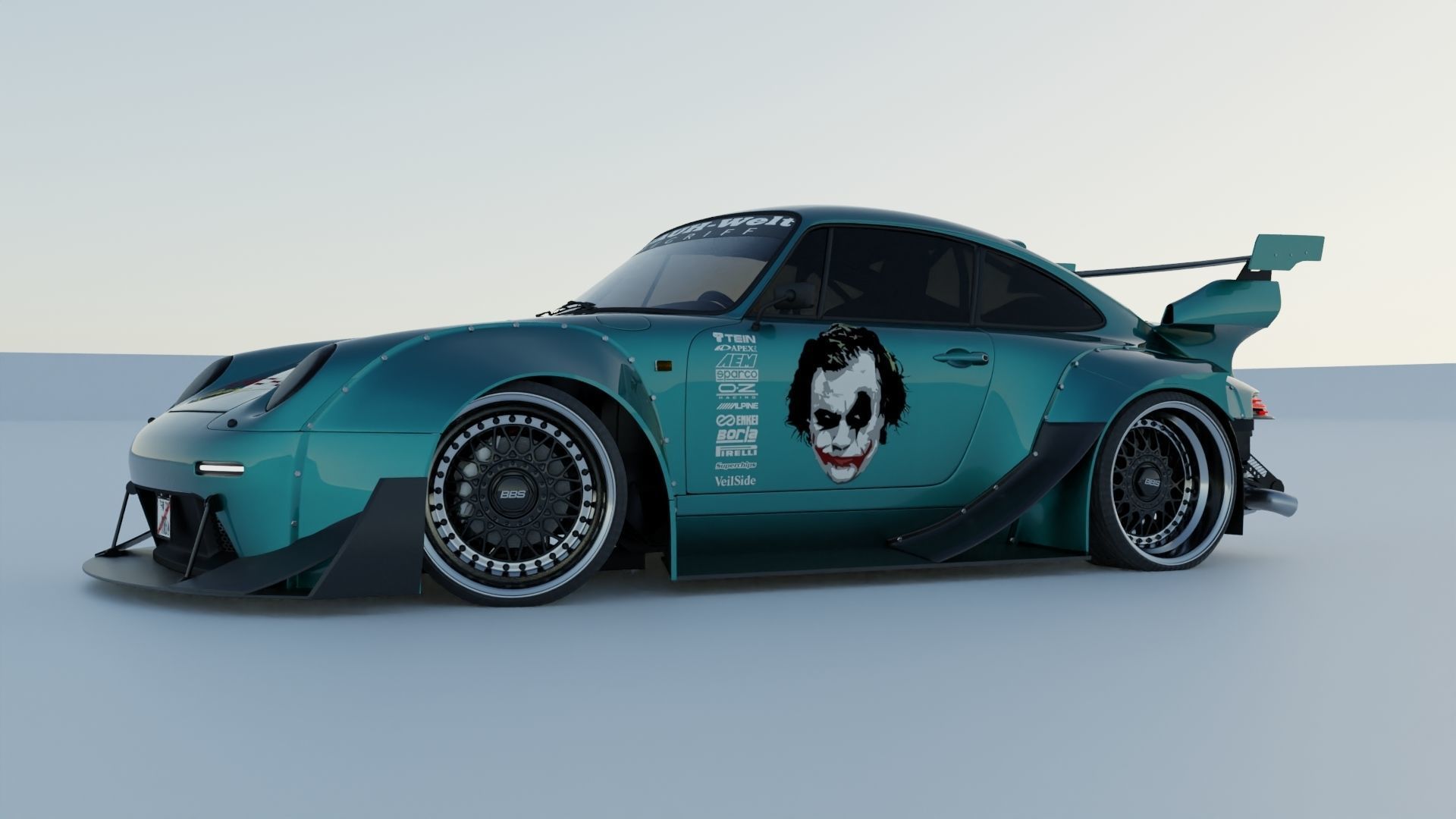 Porsche 911 Turbo 993 RWB Suspensions rigged 3D model animated rigged ...