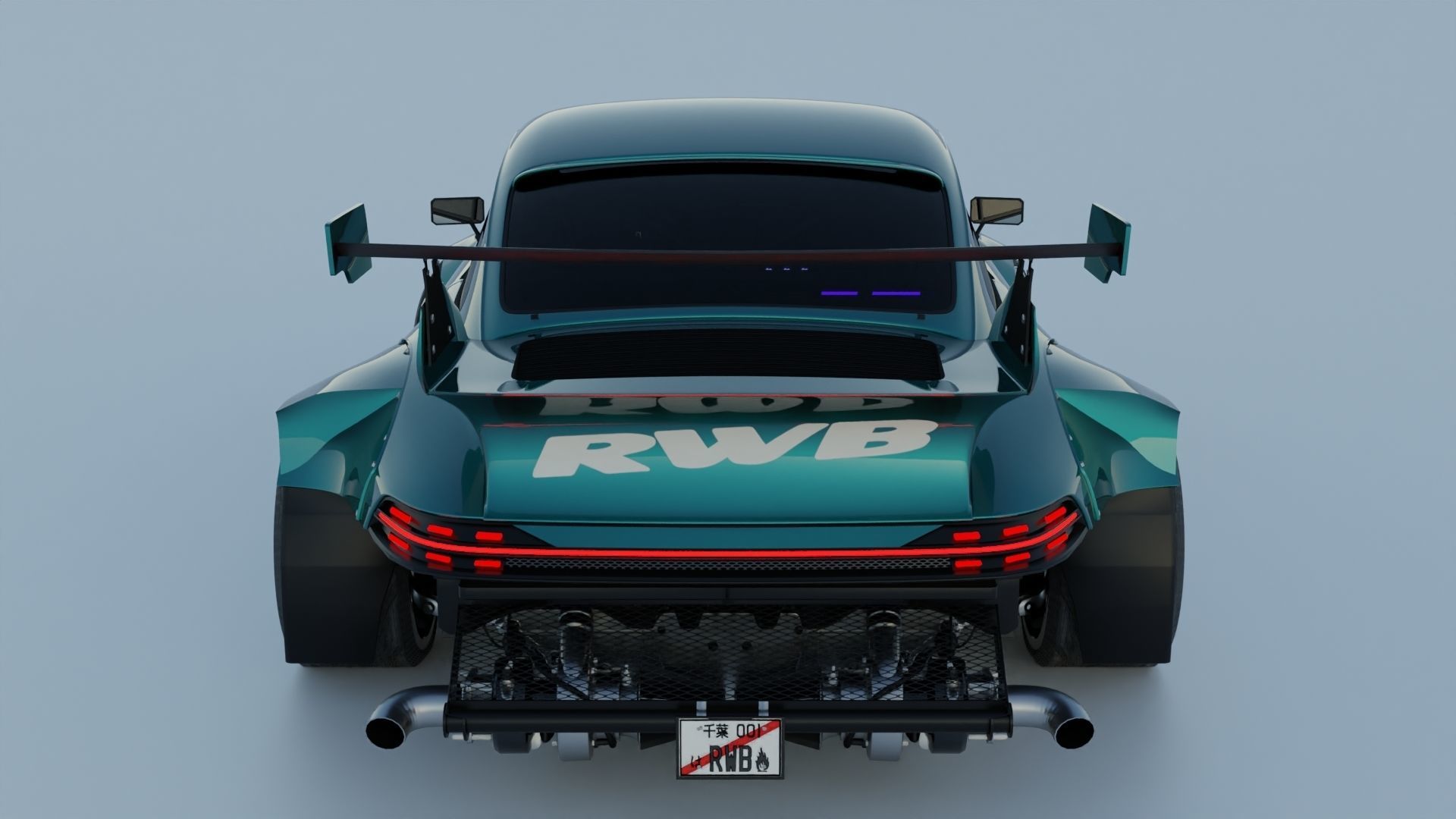 Porsche 911 Turbo 993 RWB Suspensions rigged 3D model animated rigged ...