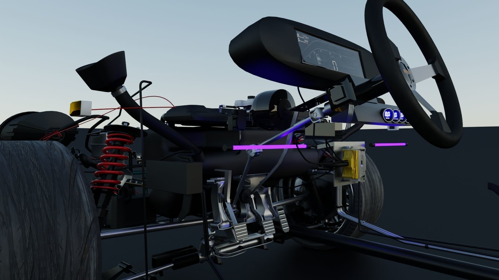 Porsche 911 Turbo 993 RWB Suspensions rigged 3D model animated rigged ...