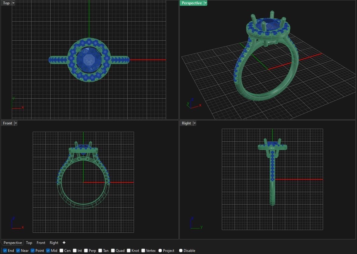 Halo Engagement Ring free 3D model 3D printable | CGTrader
