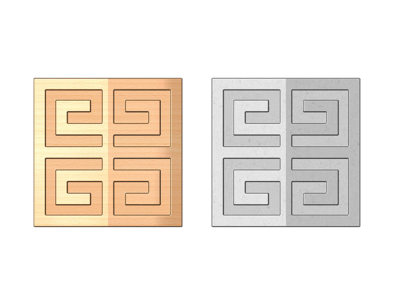 Square greek key onlay relief logo tile 3D model 3D printable | CGTrader