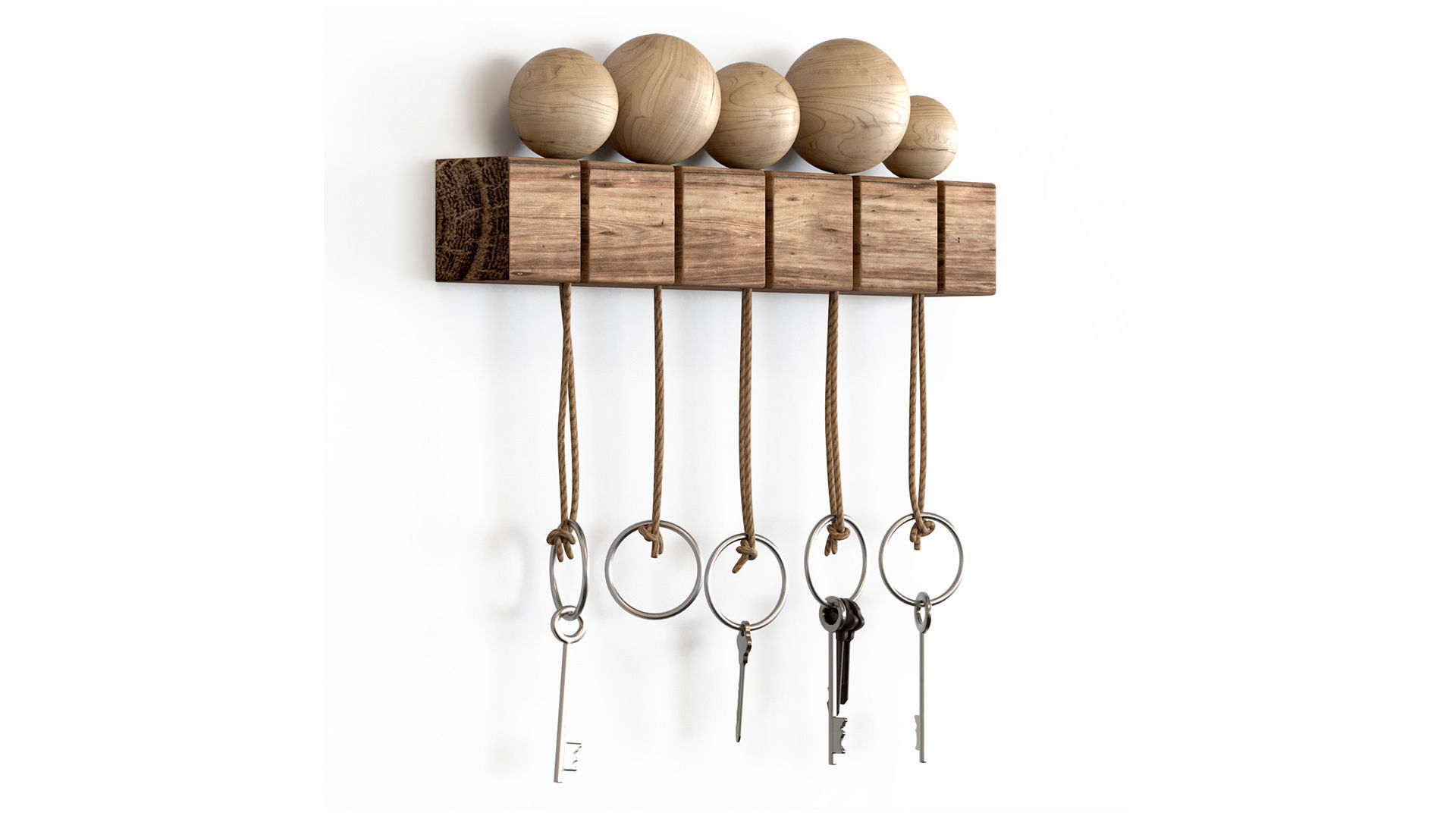 wall mounted keyholder with wooden key rack 3D model | CGTrader