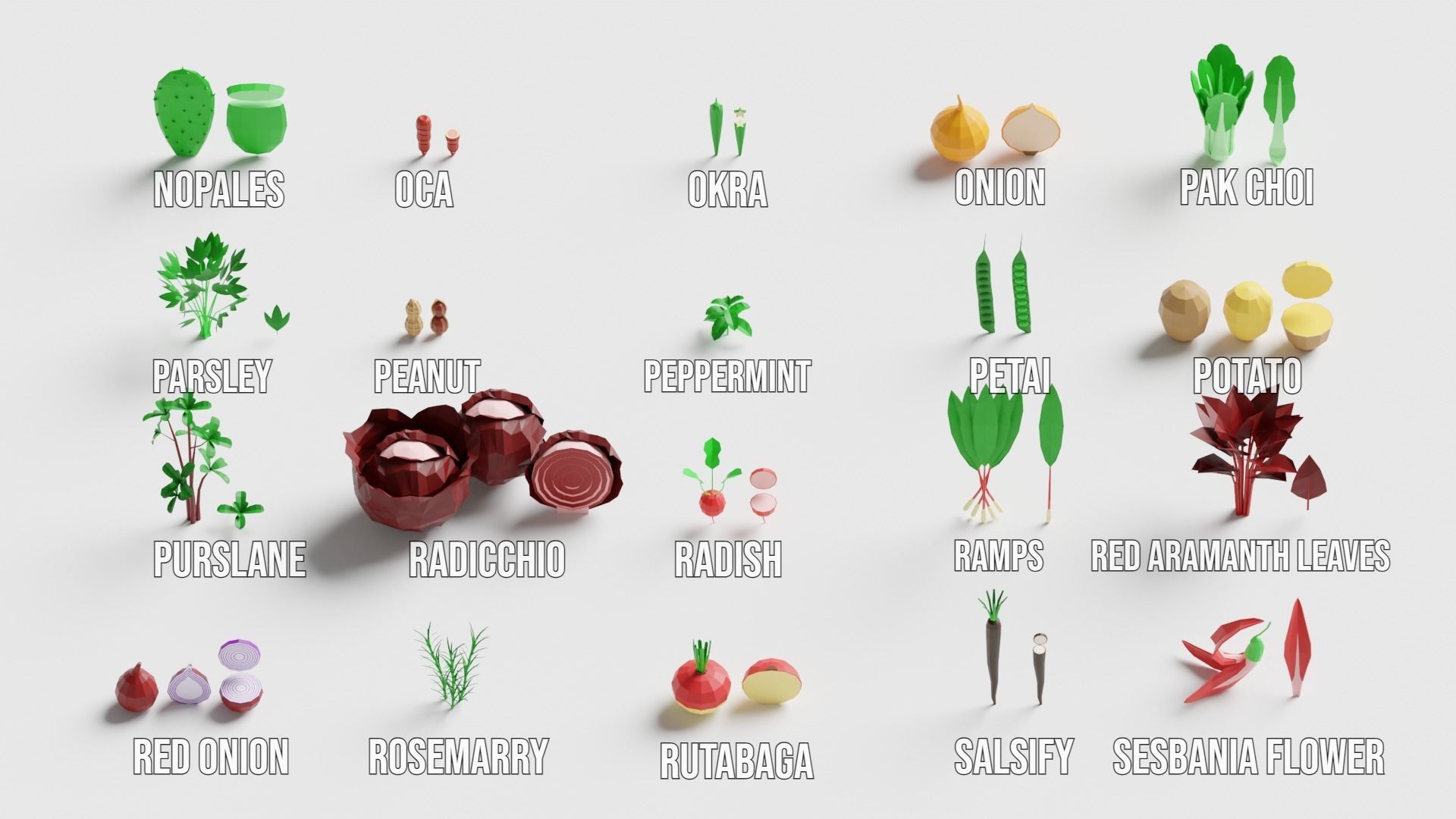 3D model Vegetables Pack Collection VR / AR / low-poly | CGTrader