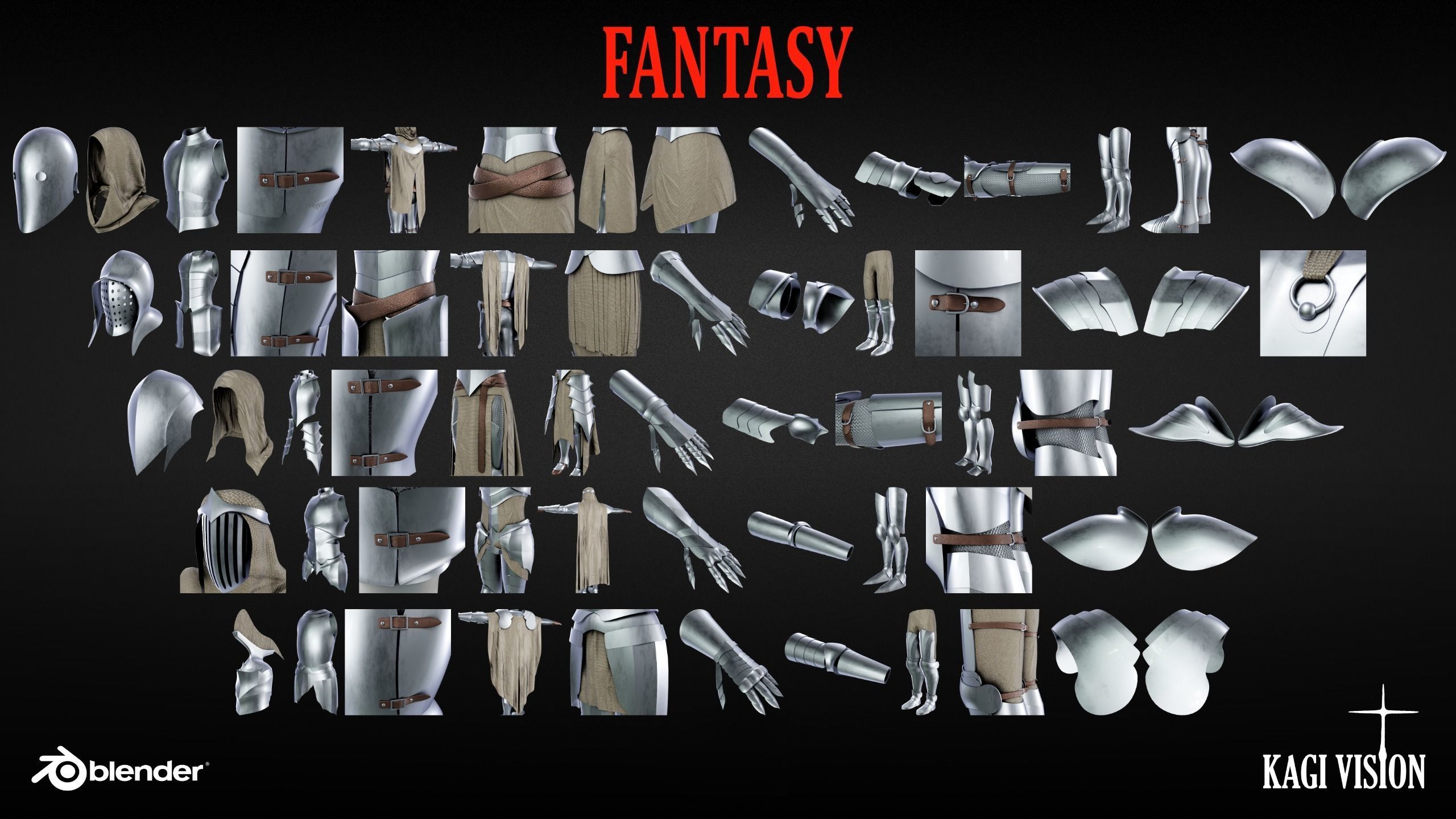 Blender Asset Pack - Kagi Vision Armor Pack 3D model | CGTrader
