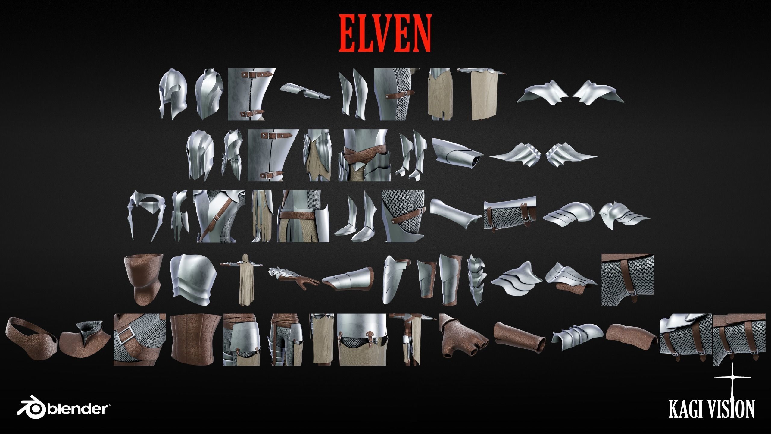 Blender Asset Pack - Kagi Vision Armor Pack 3D model | CGTrader