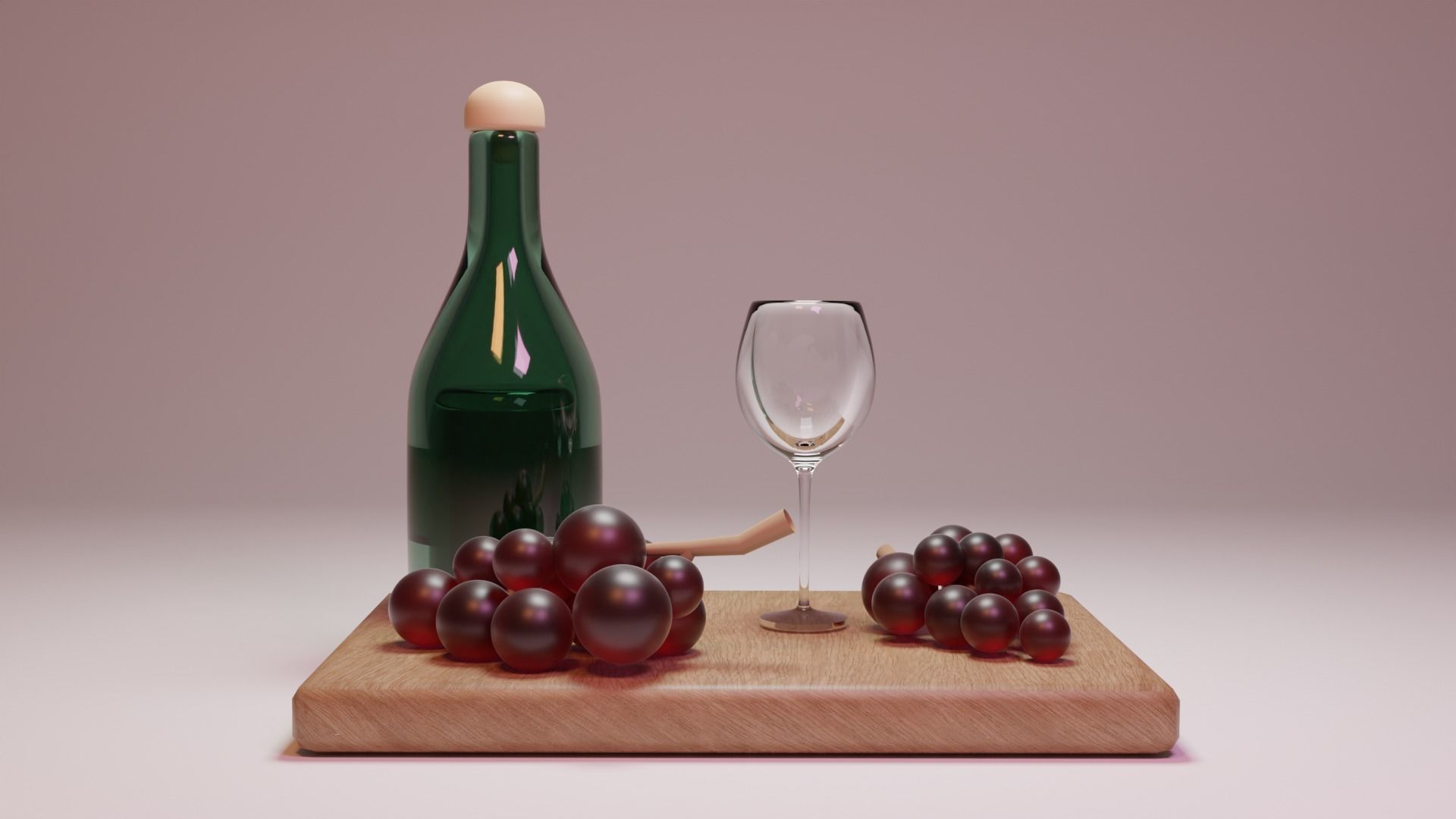 Wine and Grapes 3D model 3D model | CGTrader