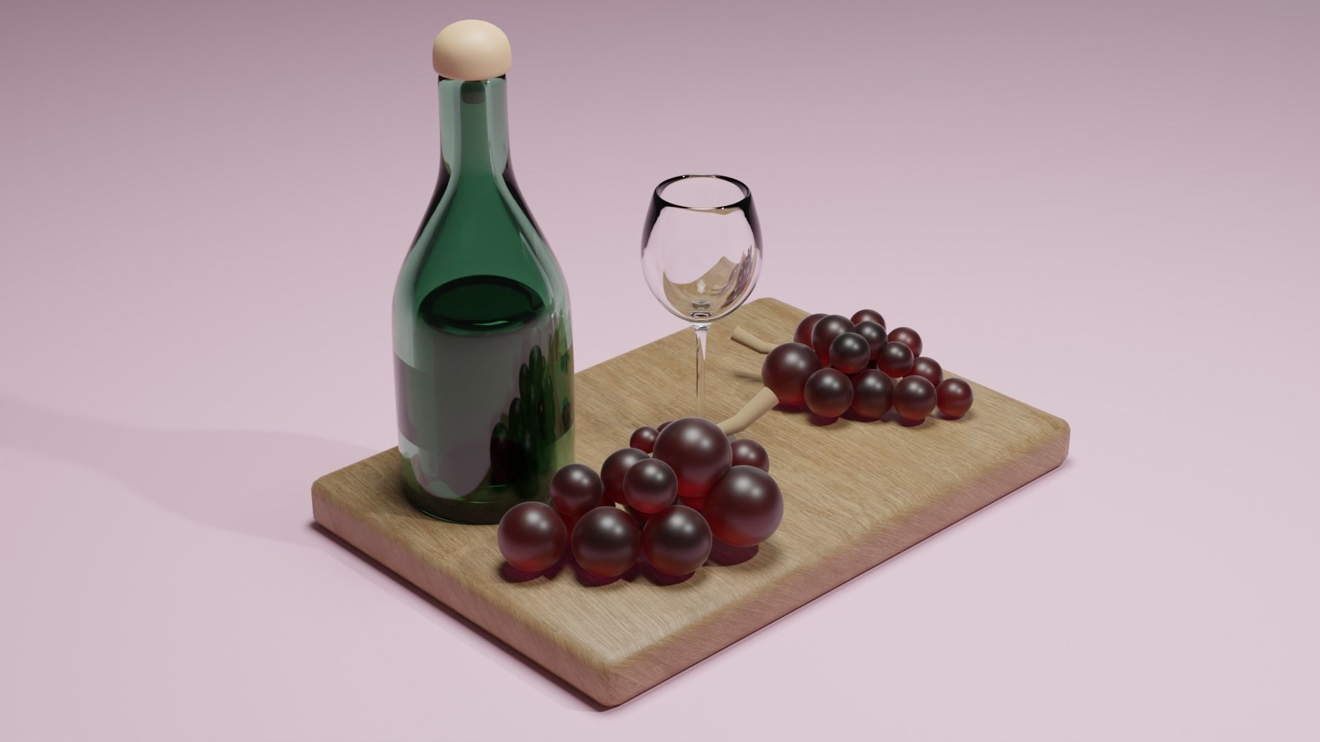 Wine and Grapes 3D model 3D model | CGTrader