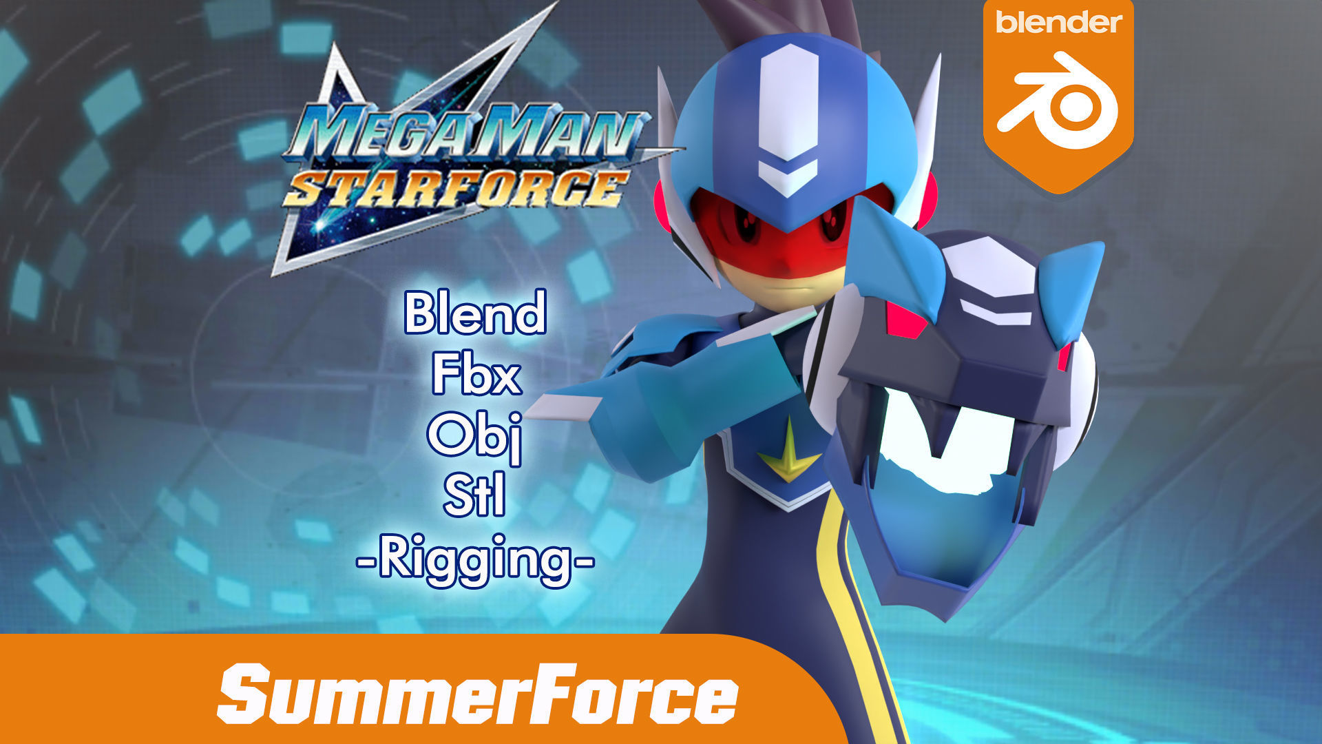 Mega Man Star Force 3D model rigged | CGTrader