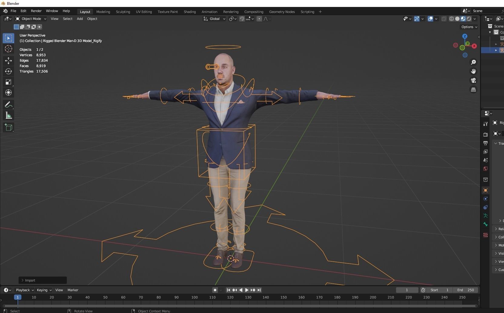 Rigged Blender Man-D 3D Model 3D model animated rigged | CGTrader