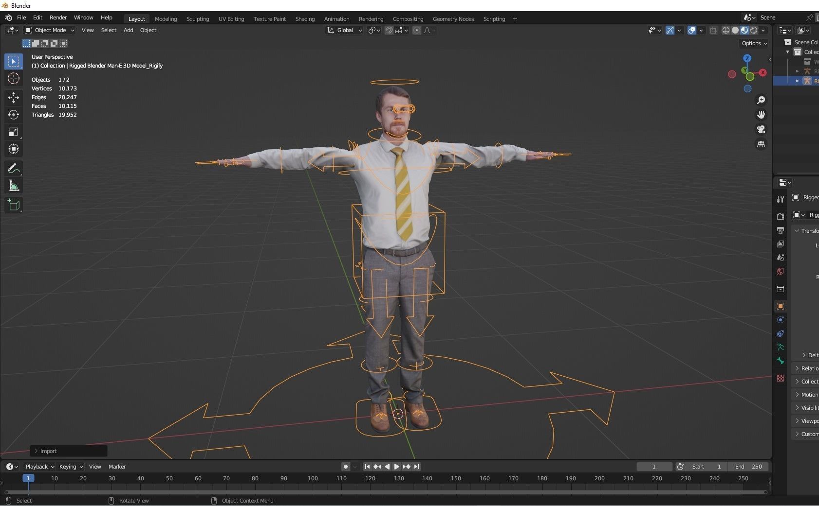 Rigged Blender Man-E 3D Model 3D model animated rigged | CGTrader