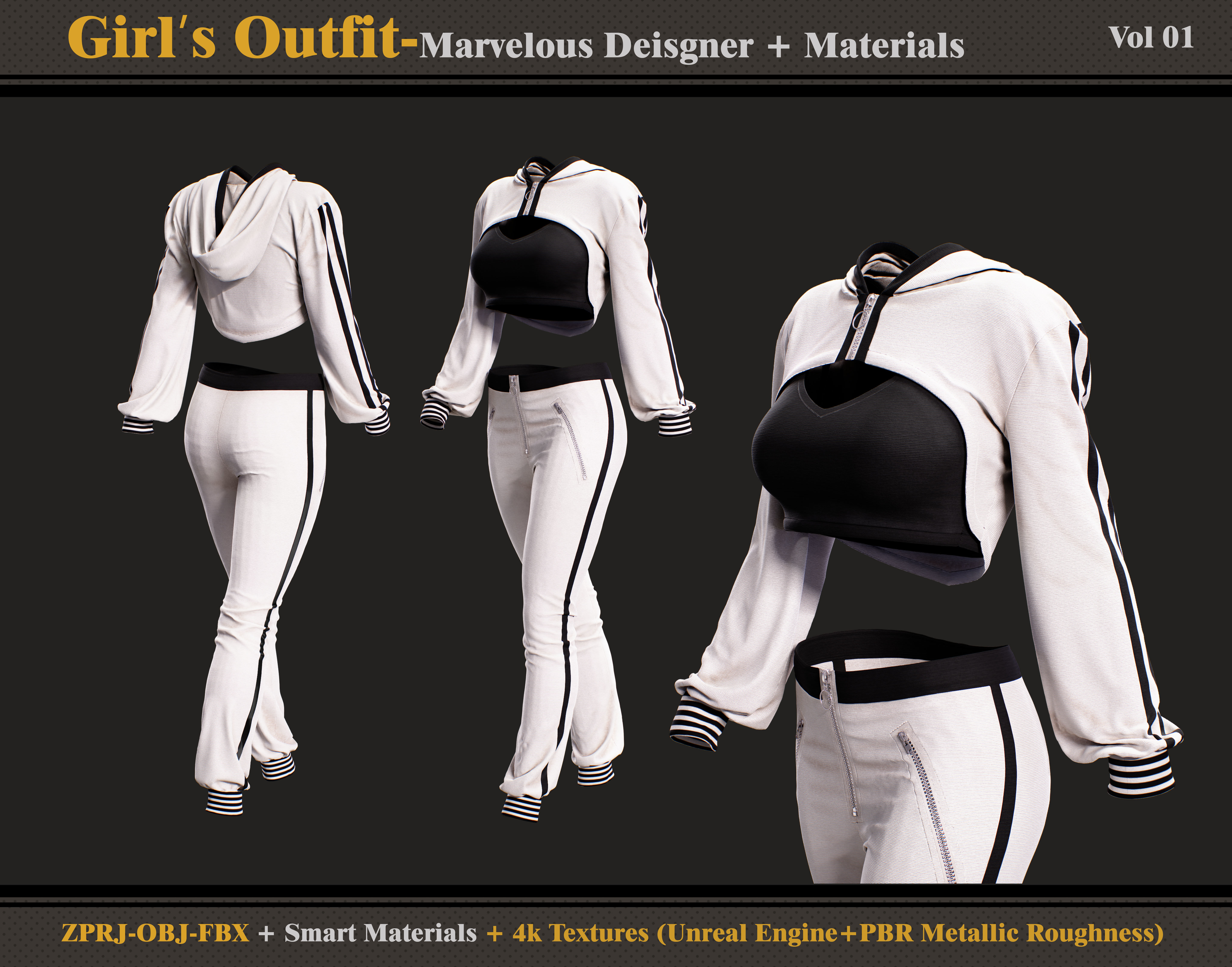 Girl outfit 01-jprj-fbx-obj-materials 3D model | CGTrader
