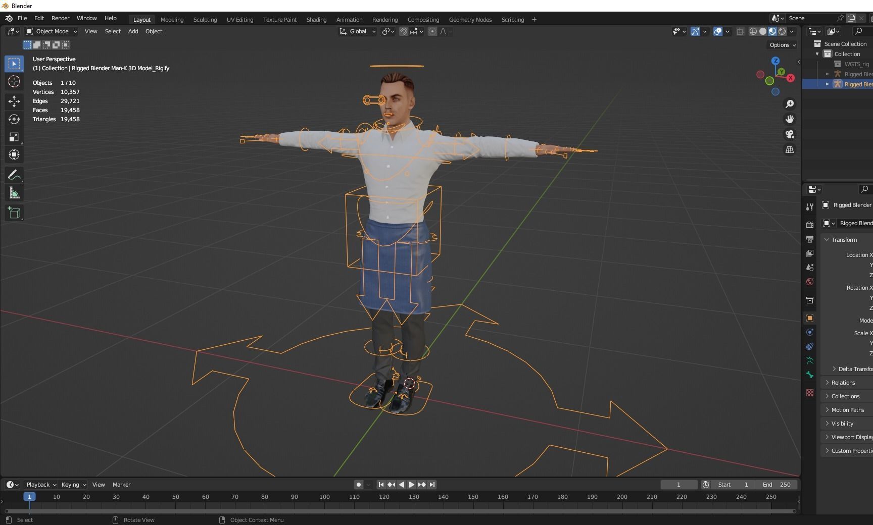 Rigged Blender Man-K 3D Model 3D model animated rigged | CGTrader