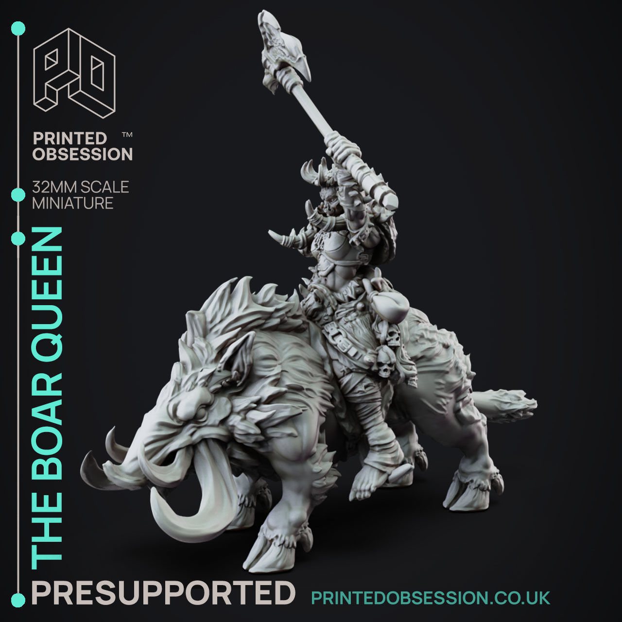Orc Queen Boar - 3D Printable TTRPG - PRESUPPORTED - 32mm 3D model 3D ...