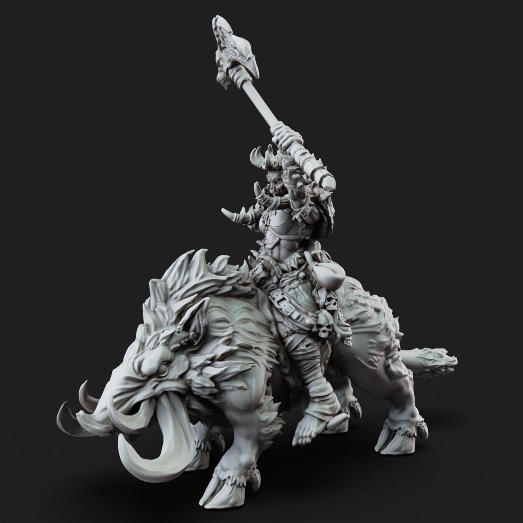Orc Queen Boar - 3D Printable TTRPG - PRESUPPORTED - 32mm 3D model 3D printable | CGTrader