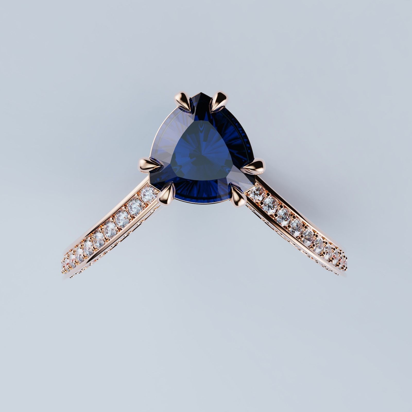 Trillion Heart Ring Style 3D model 3D printable | CGTrader