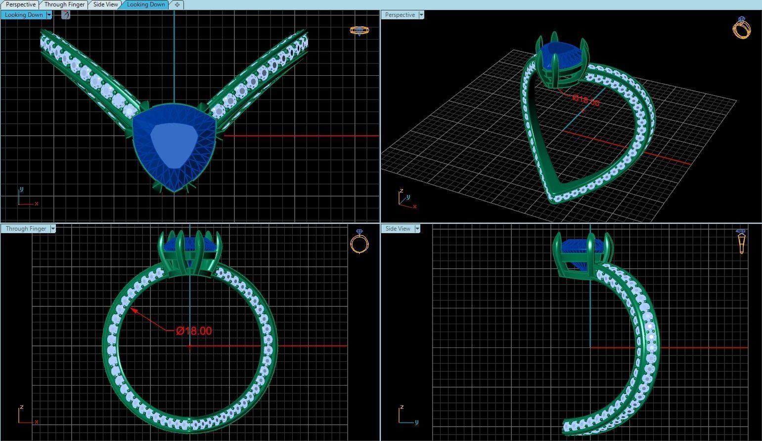 Trillion Heart Ring Style 3D model 3D printable | CGTrader
