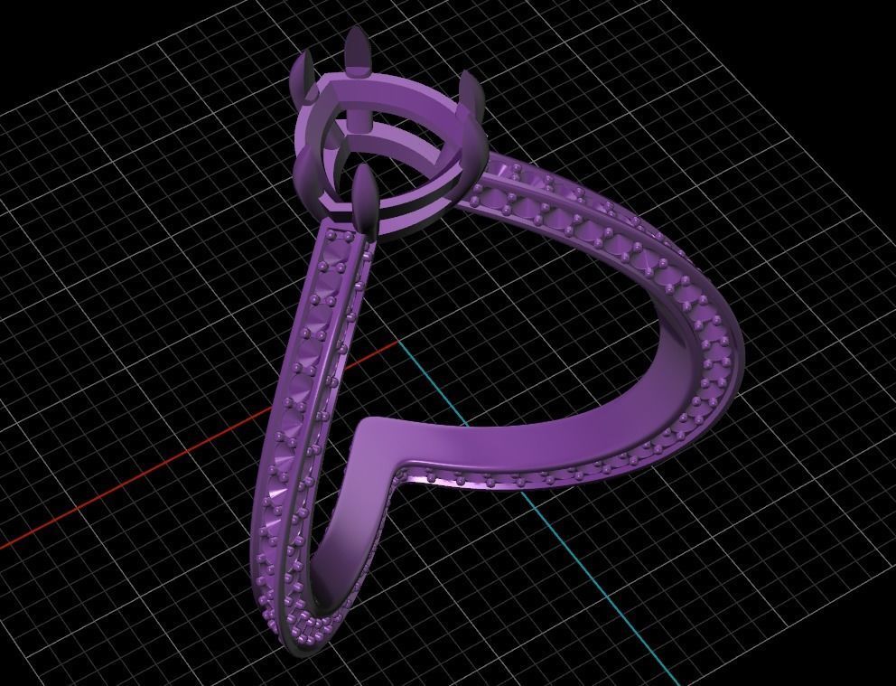 Trillion Heart Ring Style 3D model 3D printable | CGTrader